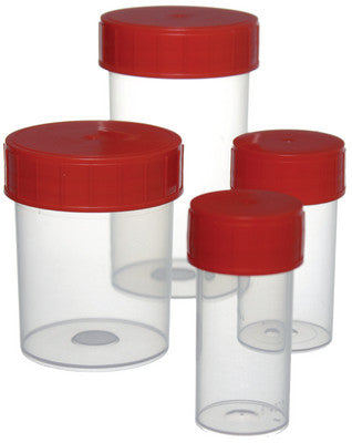 Red Cap Specimen Containers, 25ml, 25D x 80H mm, Po