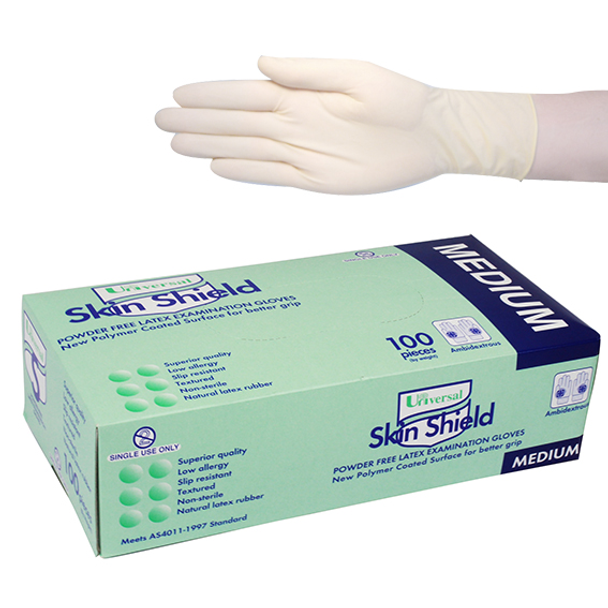 Universal Skin Shield Latex Examination Gloves Powder Free AS/NZ ...